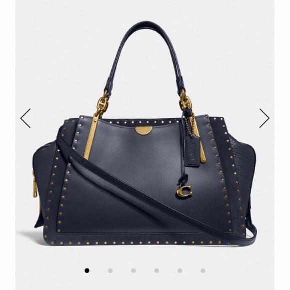 Coach | Bags | Authentic Coach Dreamer 36 In Midnight Blue With Rivets ...